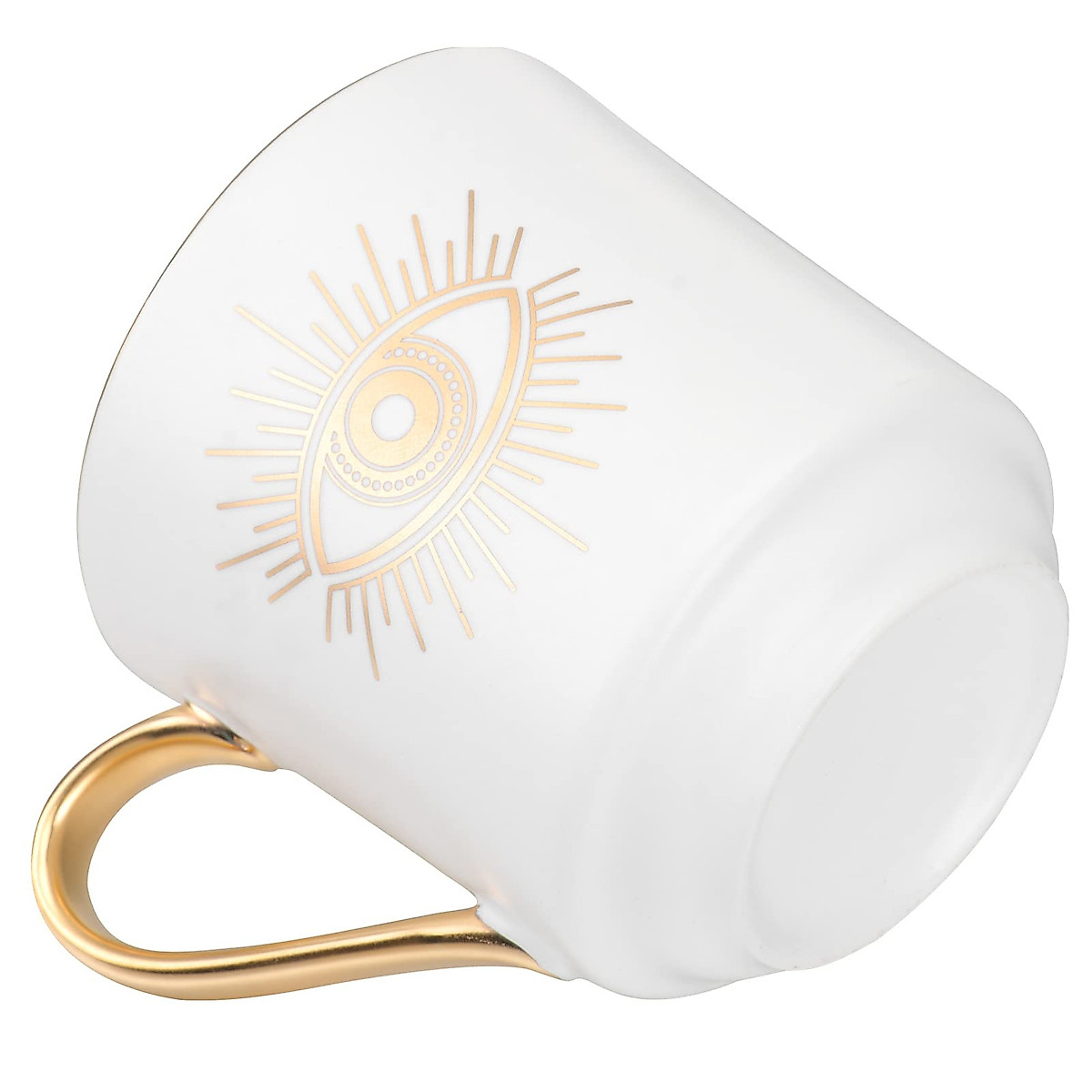 FRCOLOR Latte Mug Ceramic Coffee Mug Boho Evil Eyes Coffee Cups with Handle Turkish God Eye Tea Cup for Home Office Cafe Restaurant Travel Shop White White Coffee Mugs