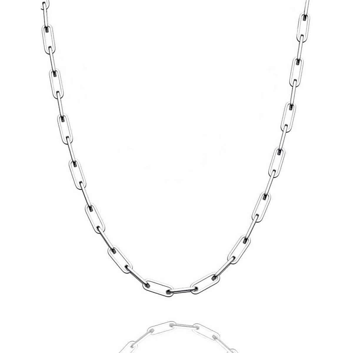 ASDULL 925 Sterling Silver 3mm Paperclip Link Chain Necklace for Women Men Silver Link Chain Necklace for Women 16 Inches