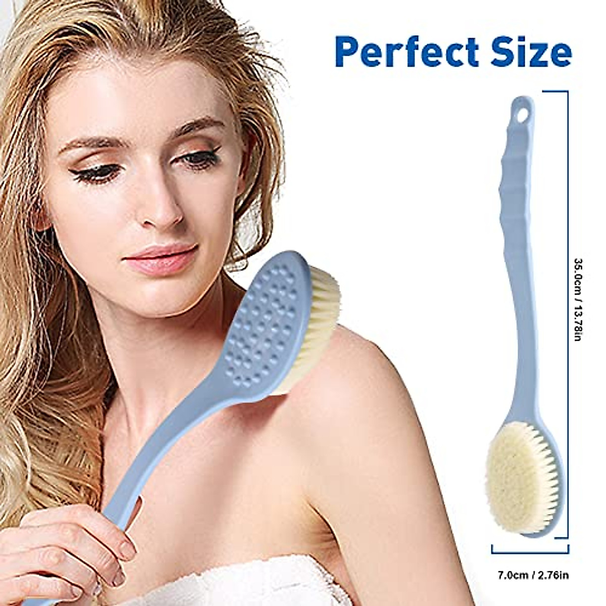 zxbaers Back Brush for Shower, 2 Pack Bath Brush Long Handle with Medium Stiff Bristles, Back Scrubbers for Use in Shower Men & Women Body Exfoliating Bath or Dry Brush