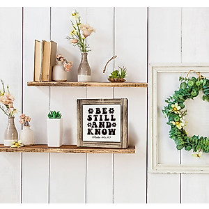 Christian Sign, Box Wood Plaques Desk Décor, Box Signs with Quotes, Tabletop Decor, Religious Home Decor, Bible Verse and Encouragement Spiritual Gifts, Be Still and Know Sign - Psalm 46:10