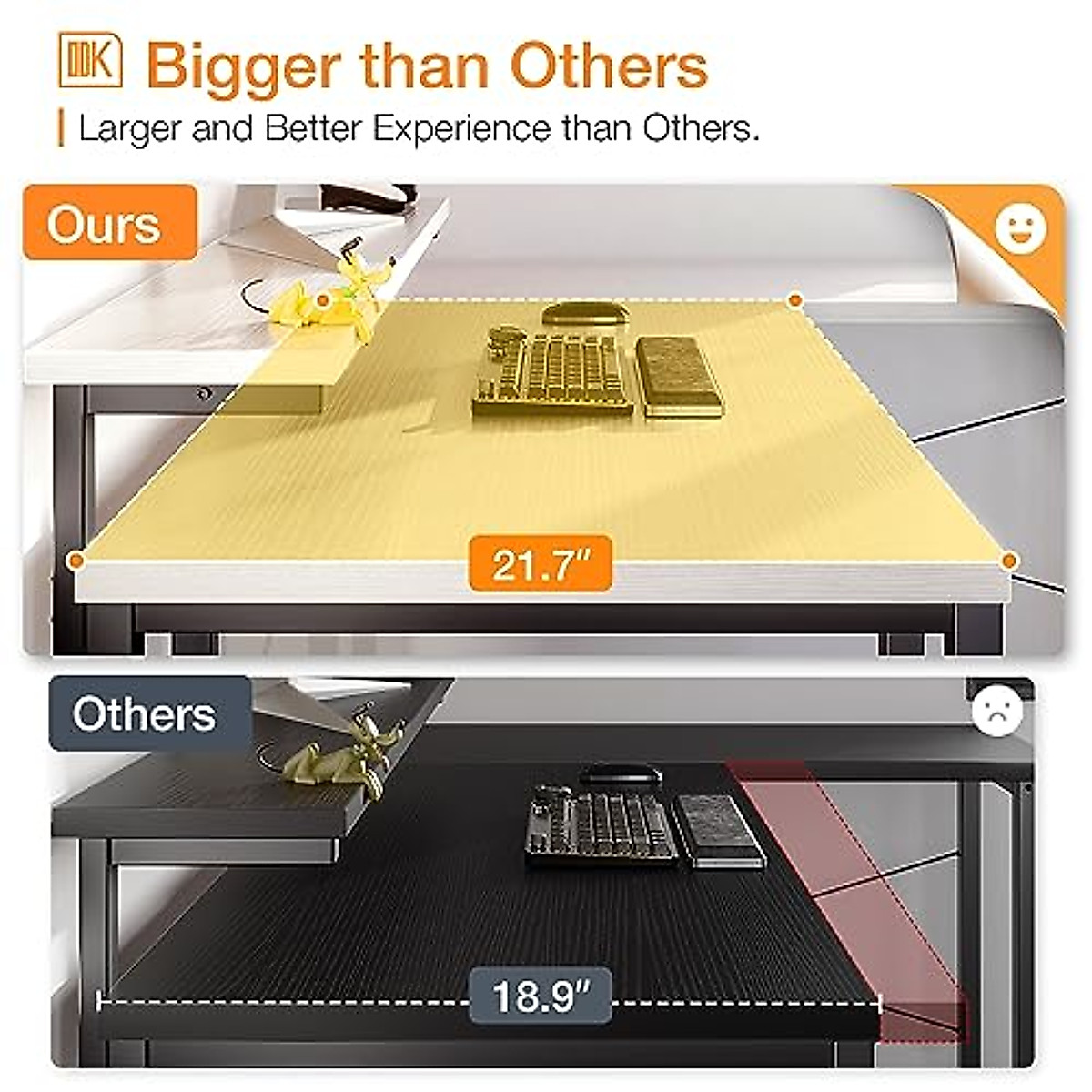 ODK L Shaped Desk with Monitor Stand, 54 Inch Home Office Desks with Storage Printer Shelves, Reversible Corner Gaming Desk with Bookshelf for Bedroom, White