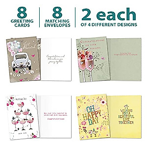 Tree-Free Greetings Wedding Greeting Cards Assortment - 4 Unique Congratulations Designs - Pack of 8 Individual Cards + Matching Envelopes, 5" x 7" (GA31462)