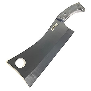 12" Fixed Blade Hunting Cleaver Knife I 7.5 inch Blade I Natural Wood Handle I Outdoor & Sport I Camping I Hunting I Nylon Sheath I (Black/Black)