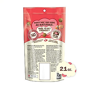 Purina Friskies Natural Cat Treats, Party Mix Natural Yums With Real Salmon and Vitamins, Minerals & Nutrients - (10) 2.1 oz. Pouches