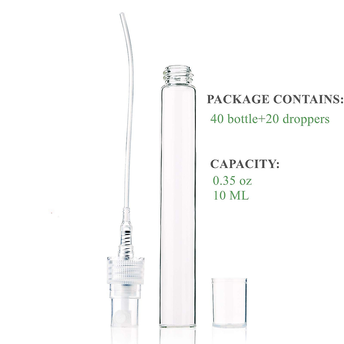 Yopay 60 Pack 10ml Mist Atomizer Glass Spray Perfume Bottles Set, Mini Empty Refillable Clear Glass Perfume Makeup Sprayer Tubes Containers for Travel Party (Including 40 Bottles and 20 Droppers)