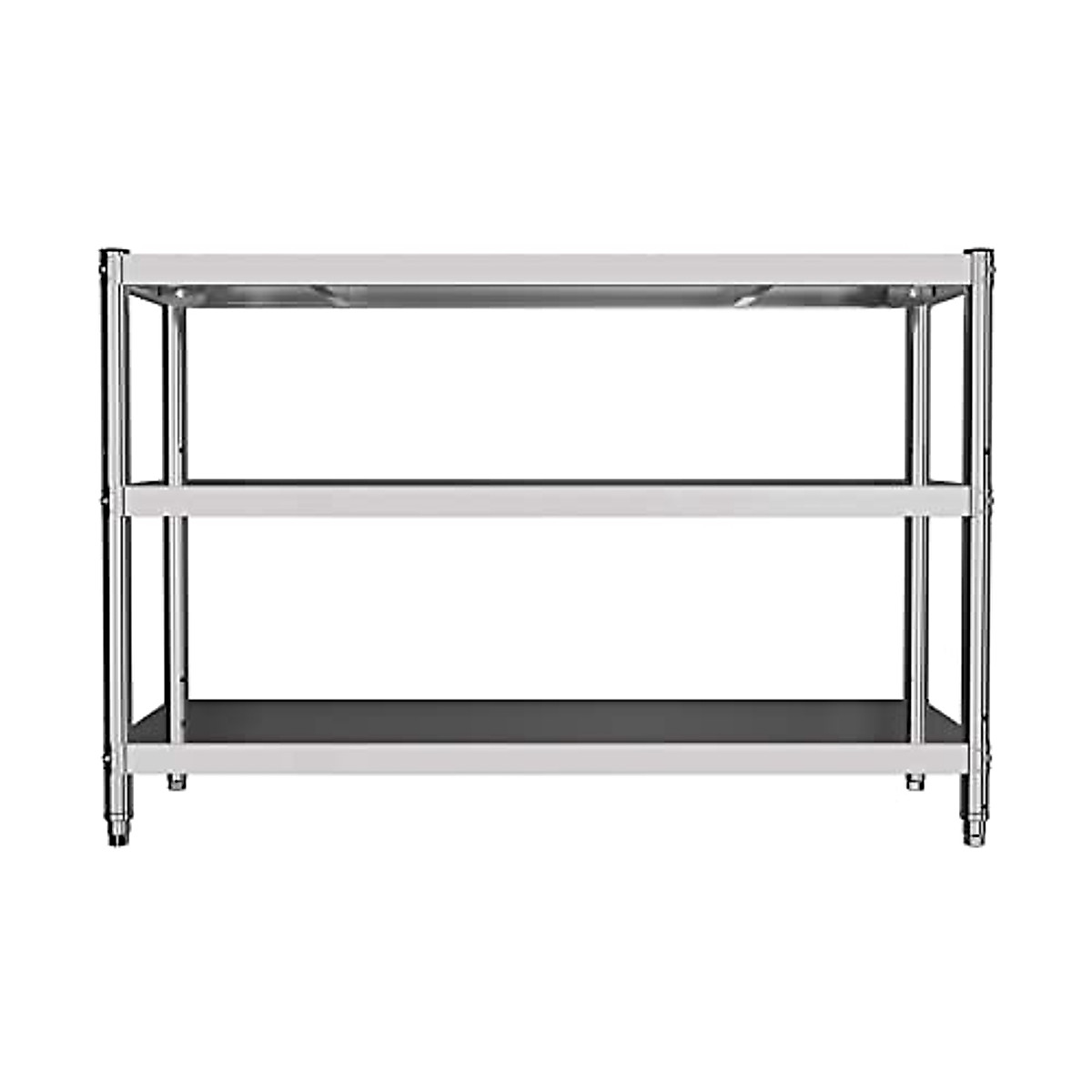 storage rack, 3Tier Shelf Adjustable Stainless Steel Shelves, Sturdy Metal Shelves Heavy Duty Shelving Units and Storage for Kitchen Commercial Office Garage Storage, 47L X 16W X 31.5H 660Lbs Total