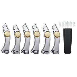 ZY603 6-Pack Heavy Duty Fixed Blade Roofing Knife Utility Knife Roofing Tools Carpet Knife with Holster