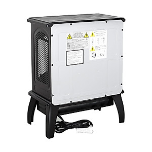 Electric Fireplace Infrared Heater with Remote Control 3D Electric Heater Fireplace 18" Electric Fireplace Stove Adjustable Brightness and Heating, 1500W Electric Fireplace Freestanding, Black