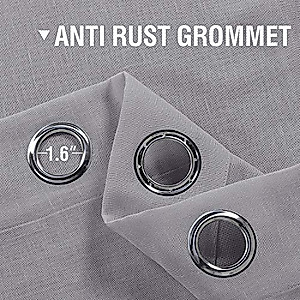 Linen Sheer Curtains 84 Inches Long Semi Sheer Gray Curtains - Privacy Added Silver Grommet Linen Curtain Panels for Living Room/Bedroom Light Filtering Curtains (52"W x 84"L, 2 Panels)