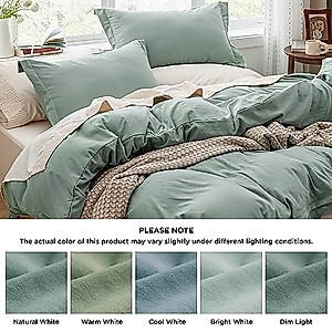 Bedsure Sage Green Duvet Cover King Size - Soft Prewashed Set, 3 Pieces, 1 Duvet Cover 104x90 Inches with Zipper Closure and 2 Pillow Shams, Comforter Not Included
