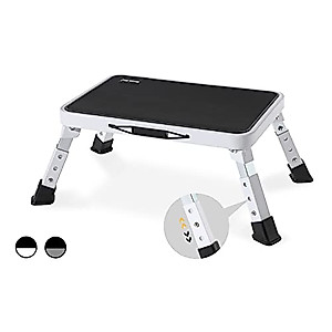 3 Levels Adjustable Folding Step Stool, Safer Metal Step Stools for Adults/Kids/Seniors, Heavy Duty RV Step Stool, Small Kitchen Stepping Stool Portable, Multi-Use Foldable Stool Office - Double Elite