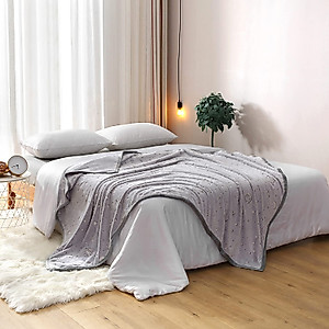 Glow in The Dark Throw Blanket for Kids, Soft Fleece Blanket for Couch Bed, Outdoor Fuzzy Blanket with Galaxy Planet Pattern, Birthday Gifts for Girls Boys and Toddler Grey 50x60 Inch