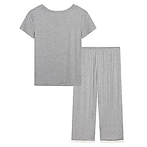 Joyaria Womens Summer Cooling Pajamas/Pjs Short Sleeve Capri Bamboo Pjs Ultra Soft Lightweight Sleepwears Set Petite (Light Gray, Small)