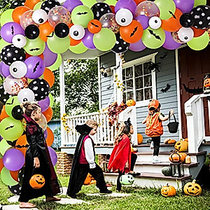 Halloween Balloon Garland Arch Kit for happy BOO Day Parties BOO Bat Foil Balloons 3D Bat Wall Stickers Black Purple Green Orange Halloween Party Decorations Supplies