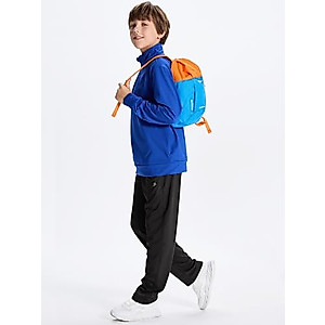 DEVOROPA Boys Sweatpants Fleece Lined Open Bottom Water Resistant Youth Athletic Joggers Thermal Pants Zipper Pockets Black L