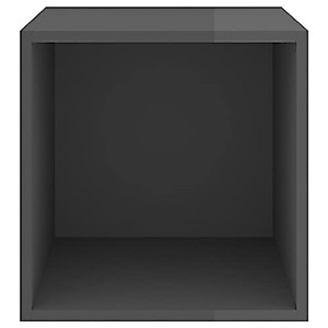 DiMorture Floating Shelves Square Cube Storage Shelves Set of 4, Easy-to-Install Wall Mounted Display Shelves TV Cabinet for Bedrooms and Living Rooms, High Gloss Grey