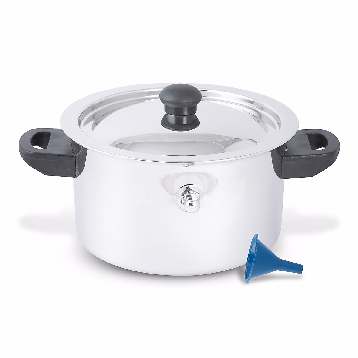 KSJONE Stainless Steel Milk Boiler Pot, Double Wall Milk Cooker with Whistle and Funnel, Silver (1.5 Quart)