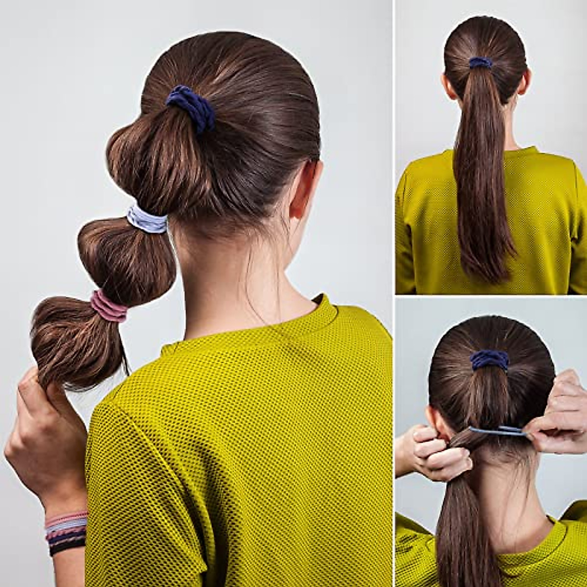 AIERSA 24 Pcs Morandi Hair Tie Bracelets, 4 Style Boho Ponytail Holders for Women/Girls, No Damage Elastics for Thin & Curly Hair