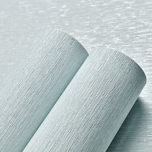 Haimin Grasscloth Wallpaper Peel and Stick 20.9in X 393in Fabric Contact Paper Wall Paper Textured Wallpaper Horizontal Stripes Look Wallpaper Self-Adhesive Thick Vinyl Embossed Wallpaper (Light Blue)