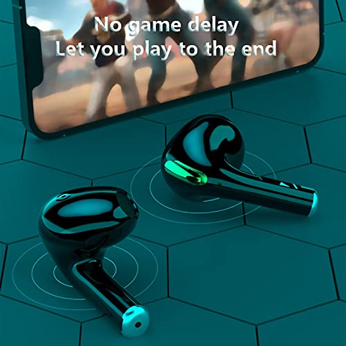 Bluetooth Headphones, Sports Bluetooth Earbuds Gym Wireless Earbuds, Waterproof Sweatproof Noise Canceling Ear Buds with HiFi Stereo Sound, Mini Charging Case Ear Buds for Android iOS