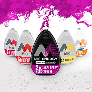 MiO Energy Acai Berry Storm Naturally Flavored with other natural flavors Liquid Water Enhancer Drink Mix with Caffeine & B Vitamins with 2X More (3.24 fl. oz. Bottle)
