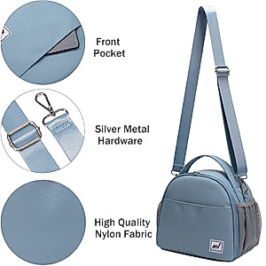 Lunch Bag Insulated Cooler Bag for Women Nylon Waterproof Lightweight Lunch Box Organiser (Dusty blue)