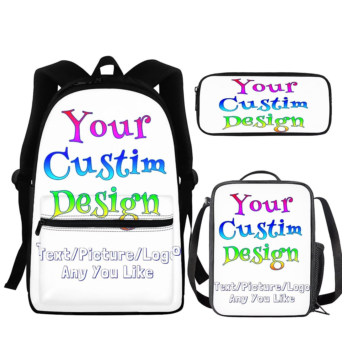 BIGCARJOB Blue Butterflys School Backpack 3 in 1 Bookbags with Lunch Kit Pencil Case for Women Girls