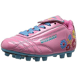 Vizari Blossom FG Soccer Shoe for Toddler/Little Kid | Synthetic Leather, Machine Washable, Unique Graphics, Comfortable Design, Durable Rubber Outsole (Toddler/Little Kid),Pink/Blue