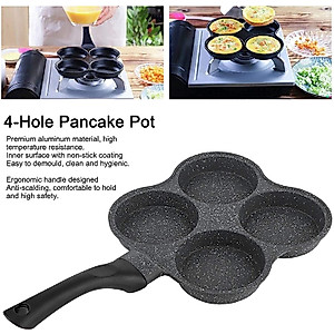 Ymiko 4-Cup Aluminum Egg Frying Pan, Non-Stick, Electric Stovetop Compatible, 18/8 Stainless Steel