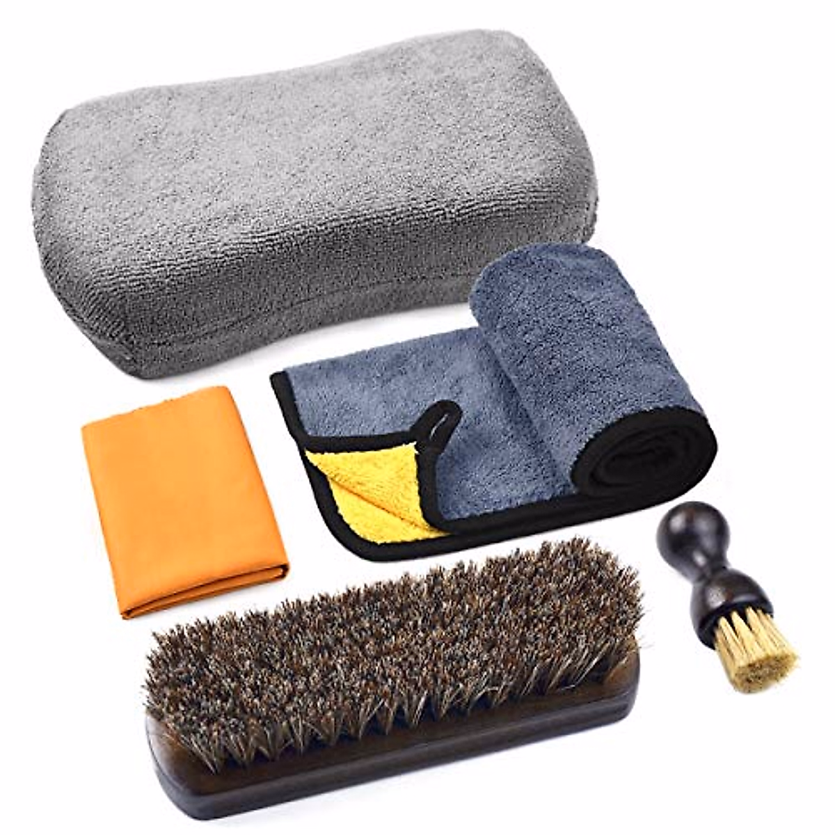 Leather Cleaning and Care Tool Kit, Used with Leather Seat Cleaner and Conditioner for Vinyl and Leather Auto Interior, Seats, Furniture, Apparel and Bags, Car Seat Cleaning Brushes, 5PCS Set
