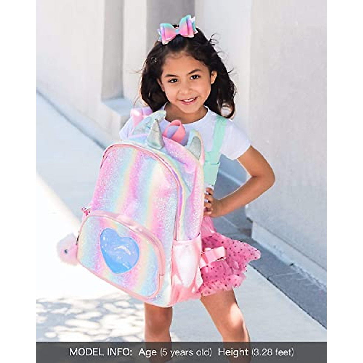 mibasies Kids Unicorn Backpack with Lunch Box for Girls Rainbow School Bag