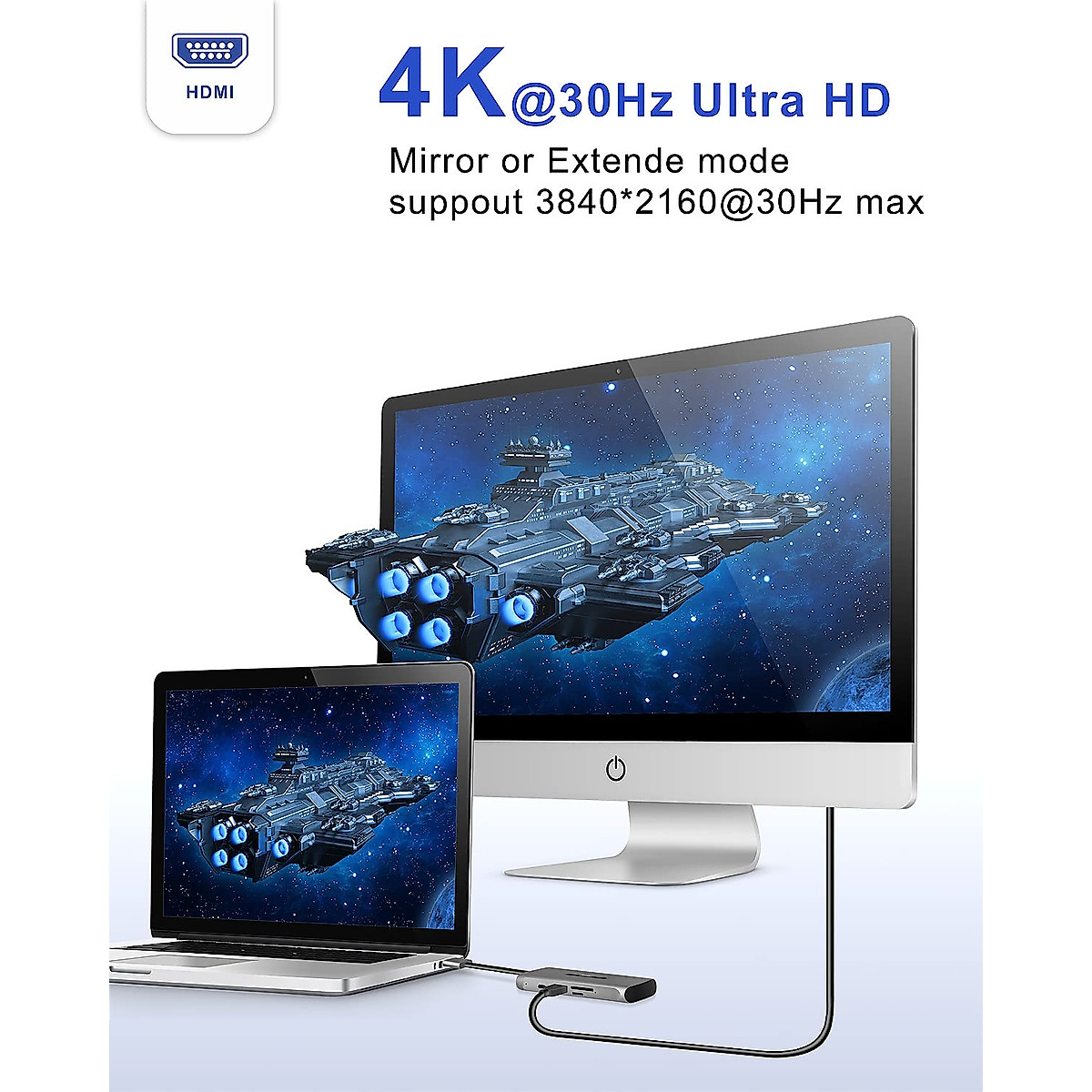 USB C Hub Adapter for MacBook Air, MacBook USB Adapter - 7-in-1 Multiport 4K HDMI Docking Station, Dongle for MacBook Pro/Air Mac Dock TF/SD Card Readers, Thunderbolt 3, PD 100W, USB 3.0