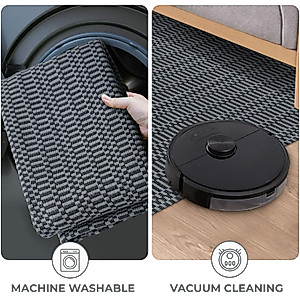 KOZYFLY Washable Entryway Rug 3x5 Ft Area Rugs Cotton Rubber Backed Throw Rugs Indoor Door Mat Kitchen Rugs Braided Floor Carpet for Front Entrance Bathroom Kitchen Living Room, Grey