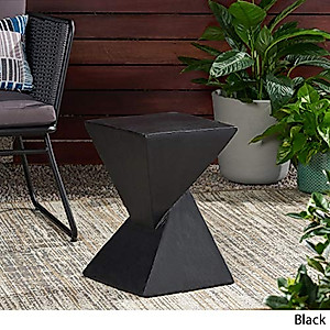 Christopher Knight Home Kajsa Outdoor Lightweight Concrete Accent Table, Black