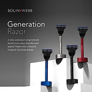 Bolin Webb Generation Razor and Stand in Graphite, Precision Engineered Aluminium Handle Fitted with 5 Blade Razor Cartridge, Luxury Shaving Set For Men