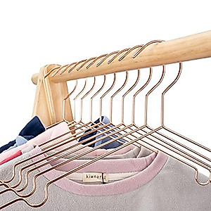 KOOBAY 16.5” Adult Rose Gold Shiny Metal Wire Shirts Coat Clothes Hangers, 30PACK, Clothes Storage Display