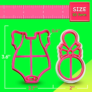 Cookie Cutter by 3DForme, Set Onesies & Rattle Cake Fondant Frame Mold for Buscuit