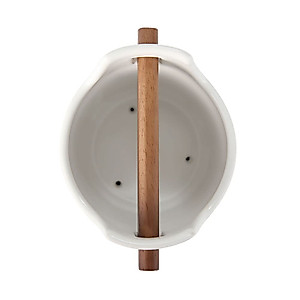 cusinine Kitchen Utensil Holder for Flatware, Silverware, Cutlery and Cooking Accessories, Wood and Ceramic, Countertop and Table Caddy (Blue)