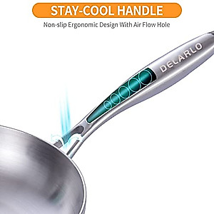 DELARLO Whole body Tri-Ply Stainless Steel 8inch Small Frying Pan, Oven safe induction kitchen skillet,Suitable for All Stove (Detachable Handle)