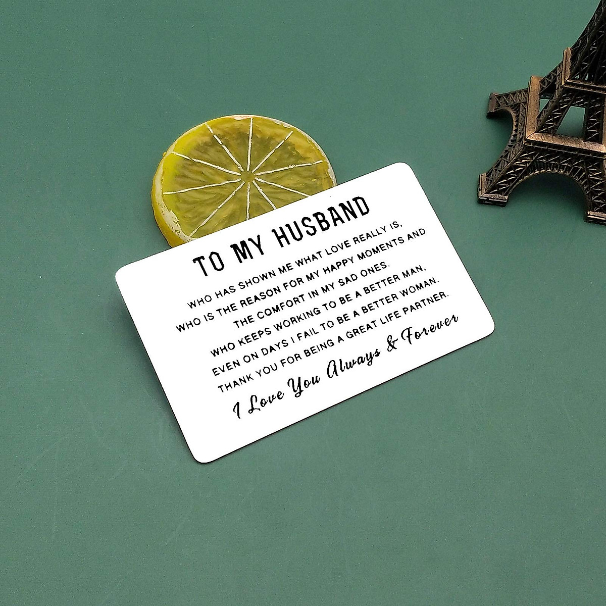 Husband Gift Ideas Metal Wallet Card Inserts for Husband from Wife Unique Mini Love Note for Men Anniversary Birthday Wedding Deployment Gifts for Him, I Love You Gift for Husband