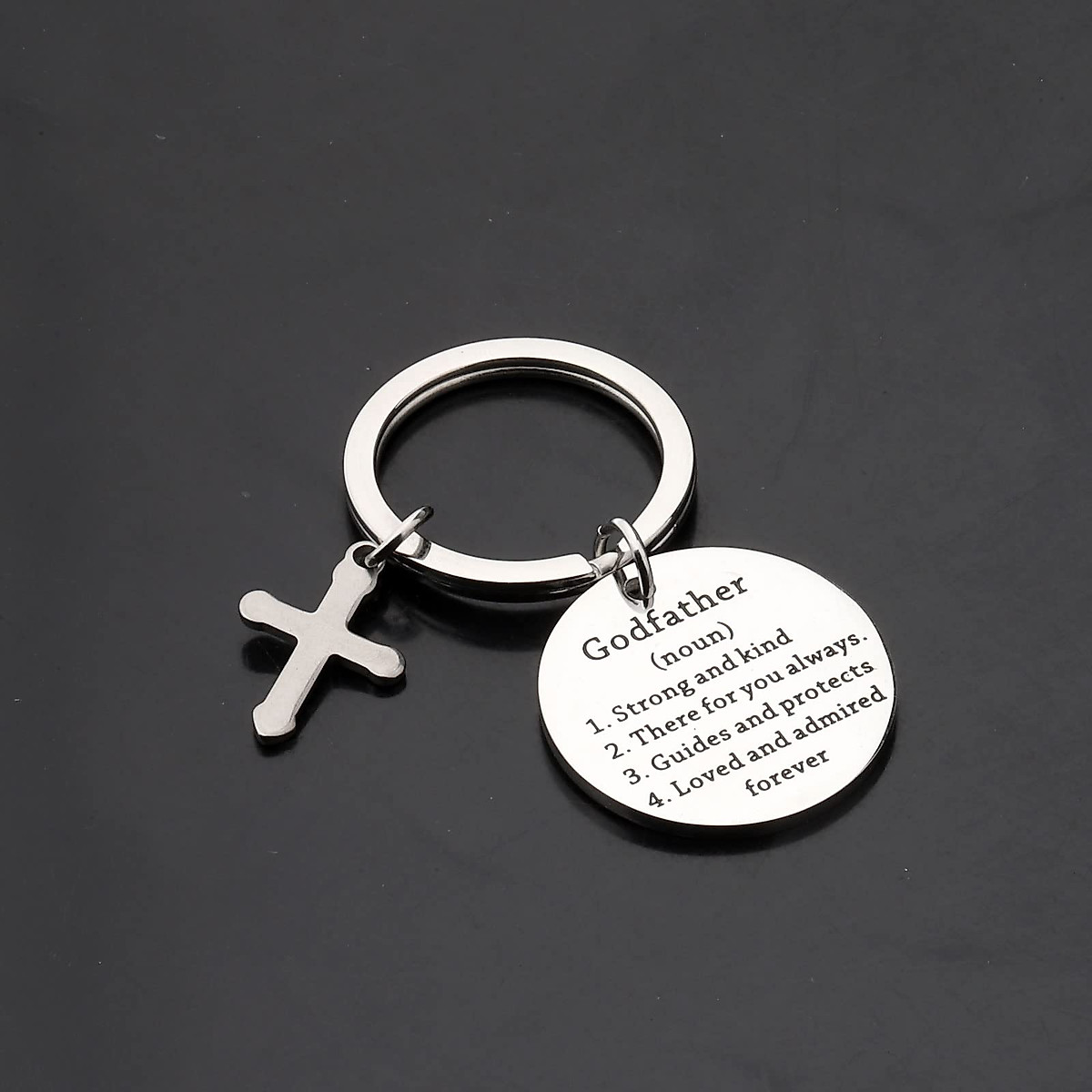TIIMG Godfather Keychain Godfather Baptism Gifts Father’s Day Gift for Godfather Christening Gifts (Godfather noun)