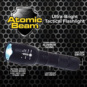 Atomic Beam LED Flashlight by BulbHead, 5 Beam Modes, Tactical Light Bright Flashlight (1 Pack)
