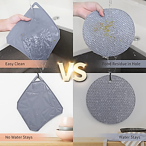 VACCARO 4 Pcs Kitchen Trivets Set Multi-use Hot Dishes, Pot Holders, Drying, Baking, Place Mat, Dishwasher Safe, Silicone Trivets Pad for Hot Pot Pans, Heat Resistant to 500℉, Grey