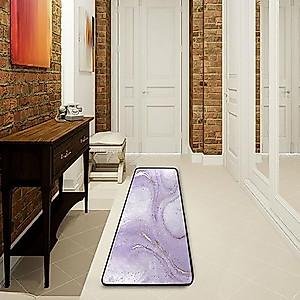 Kigai Purple Marble Ripple Runner Rug - 24"x72" Ultra Soft Non-Slip Floor Mat Washable Area Rugs for Kitchen Bathroom Entry Home Decor