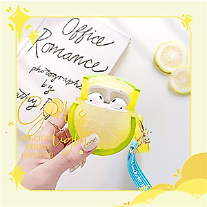 Silicone Case for Airpods Pro, Cute Lemon Pineapple Fruit Crab Protective Soft Rubber Cover Skin with Anti-Lost Keychain (Lemon Case 2)