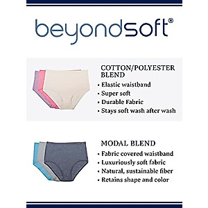 Fruit of the Loom Women's Beyondsoft Underwear, Super Soft Designed with Comfort in Mind, Available in Plus Size, Brief-Cotton Blend-12 Pack-Colors May Vary, 8