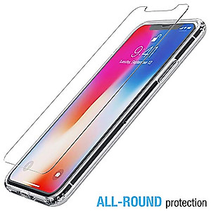 FlexGear Case for iPhone X XS with 2X Tempered Glass Screen Protectors [Full Protection] - Crystal Clear