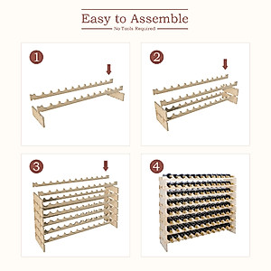 ZENY Large 96 Bottles Wood Wine Rack Stackable Storage Across up to 8 Rows Solid Wooden Display Shelves Rack Organizer