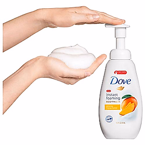 Dove Foaming Body Wash for All Skin Types Mango Butter For Glowing Skin, 13.5 Ounce (Pack of 4)
