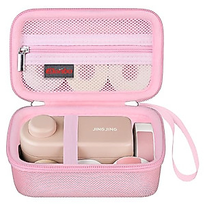 Elonbo Carrying Case for Makeid Label Maker Machine, Makeid L1 Portable Bluetooth Label Printer Handheld Label Printer Storage Holder Bag, Extra Mesh Pocket Fits Label Paper Cable, Pink